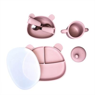 Κίνα Αντέξτε το σύνολο 6Pcs BPA σίτισης μωρών σιλικόνης μορφής ελεύθερο κύπελλο αναρρόφησης με το καπάκι προς πώληση