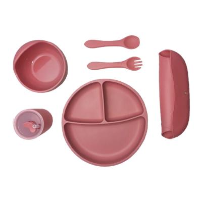Κίνα Φιλικό πιάτο BPA σίτισης μωρών σιλικόνης Eco ελεύθερο σύνολο γευμάτων αναρρόφησης παιδιών νηπίων προς πώληση
