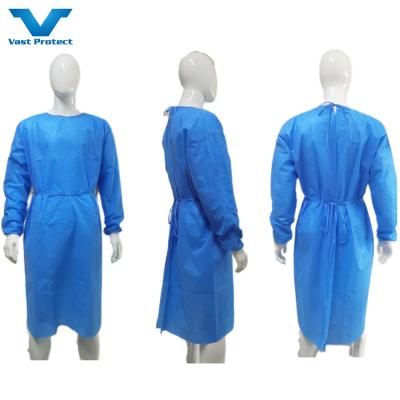 China 120 x 140 cm wegwerpblauw PPE waterdicht antistatisch SMS stof niveau 2 3 isolatiejas Te koop