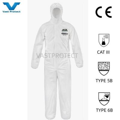 Cina 55GSM Respirante Tipo duraturo5 6 Industriale Microporous Hooded Protective Coverall in vendita