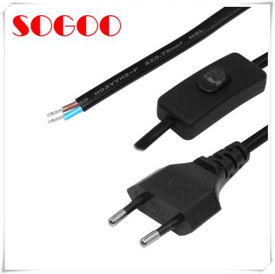 China 2.5 A 250v Power Cord Length Customized With Inline Switch / Stopper Strain Relief for sale