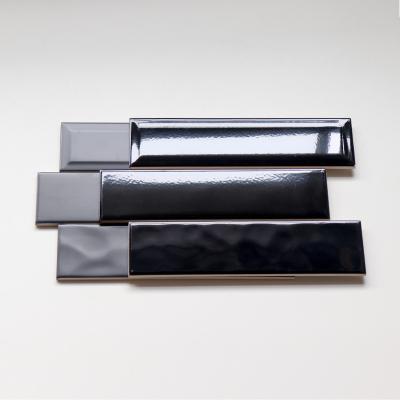 Cina rivestimento lustrato piastrelle di ceramica nere leggere della metropolitana 3x12 per la toilette in vendita