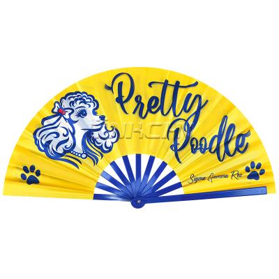 China Custom Rainbow Hand Bamboo Folding Fans Clap Rave Pride Fans with Logo Wholesale Products in Bulk Bamboo Crafts for sale