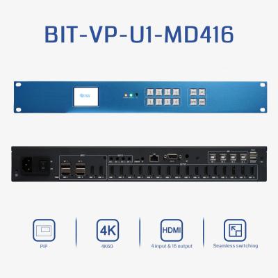 중국 비트비스스 1U RACK PIP 무선 스위칭 HDMI 스위처 매트릭스 4K60 4*4 LCD LED TV 비디오 벽 컨트롤러 프로세서BIT-VP-U1-MD416 판매용