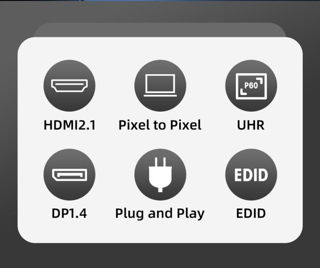 2x8K Input 4x4K Output Video Wall Controller/Splitter Dual 8K HDMI 2.1 DP 1.4 Input Multi-Screen Expander 8K60 to 4x4K60 Seamless Video Wall Display Splitter