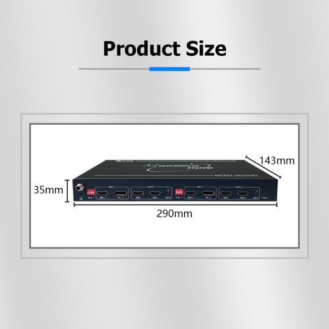 8K60 Multi-Display Adapter for Engineering Workstations 4 Port 4K60 HDMI Output Multi-Screen Expander Ultra HD 8K Multi-Monitor Splitter and Expander