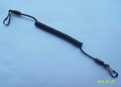 China 2.5mm Zwart Pu de Lente Elastisch Sleutelkoord van de Koordrol met Dubbele Simplexhaken Te koop