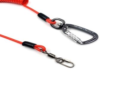 China 5.0mm Kleurrijk Transpatent Pu Met een laag bedekt de Sleutelkoordenroestvrij staal van het Veiligheidshulpmiddel met Haken Te koop