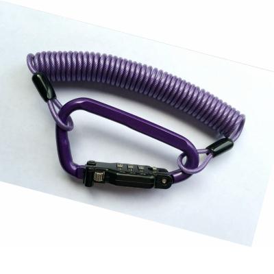 Cina PIN porpora di combinazione della serratura del cavetto registrabile del casco del motociclo che chiude Carabiner a chiave in vendita