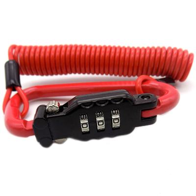 Cina Il PVC rosso di sicurezza di Ø3.0mm ha ricoperto la serratura ritrattabile del cavo del casco di combinazione delle cifre del filo di acciaio 3 in vendita
