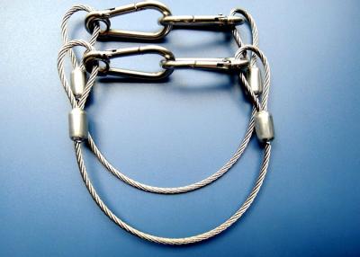 Cina le imbracature di sollevamento del cavo metallico da 3,2 millimetri cablano i montaggi del filo di acciaio con 5 millimetri Carabiners inossidabile in vendita