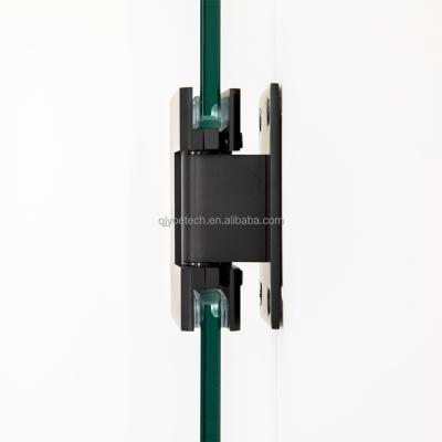 QJY-HD Tempered Glass Black Adjustable Hinged Single Framleless Shower Door for