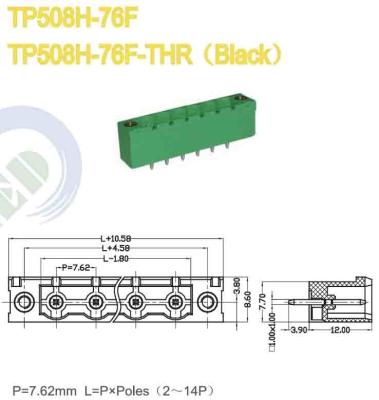 China 7.62mm Stecker-In-Terminal-Block elektrische Einzelebene 300V 2-14 Stangen Zinnplattiert zu verkaufen