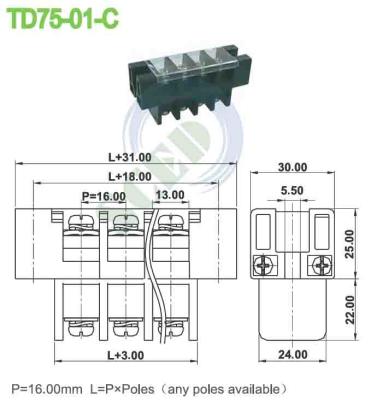 China 16 mm2 Capacidad de conexión nominal Conector terminal de tipo transversal para contactos 2P-12P en alta demanda en venta