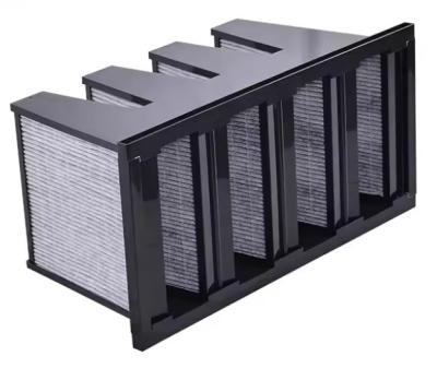 중국 HVAC 시스템에 대한 컴팩트 공기 필터 탄소 섬유 유리 필터 V 은행 헤파 필터 판매용