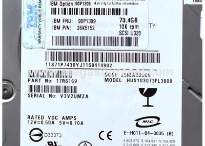 China IBM server hard disk HITACHI HUS103073FL3800 10K RPM U320 80 Pin SCSI 73GB for sale