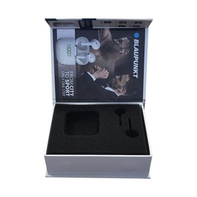 China Portable Wireless Bluetooth Earphone Packaging Box , Luxury Magnet Paper Box With Sponge Insert for sale