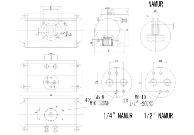 1/4 Turn Single Effect Rack And Pinion Actuator Valve Piston Actuator 1