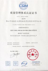 Product certification - Ruicheng Aluminum Profiles Co., LTD