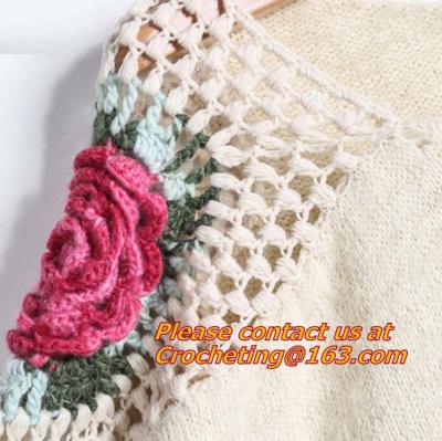 Chine Faites du crochet, longue sueur de jacquard d'O-cou de tricots de cavité de crochet de pull de rose de menthe de douille de femmes à vendre
