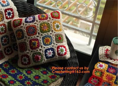 Chine Coussin 100% décoratif de coton de fleur de crochet d'oreiller de couverture dimensionnelle faite main de coussin nous à vendre