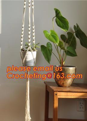 Chine Wholesale Promotional Garden 4 sets Plant Hanger Macrame Jute 4 Legs 48 Inch with Beads, Best Recommended à vendre