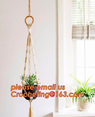 Chine Wholesale 2 Pack Plant Hanger with Ring Jute 4 Leg 43.5 Inches for Indoor Outdoor Ceiling Deck Balcony Round and Square à vendre