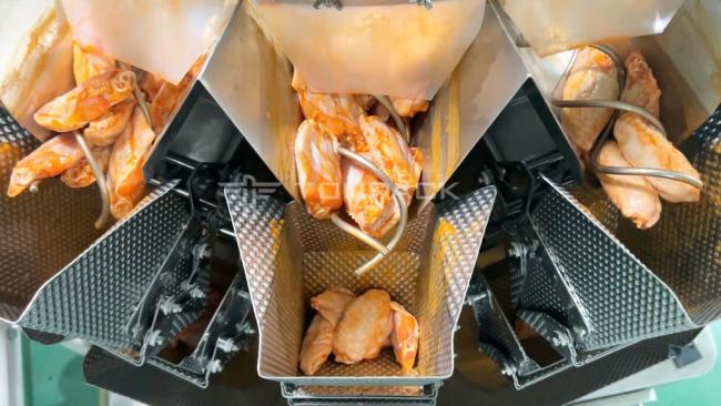 Multihead weigher packing machine side view