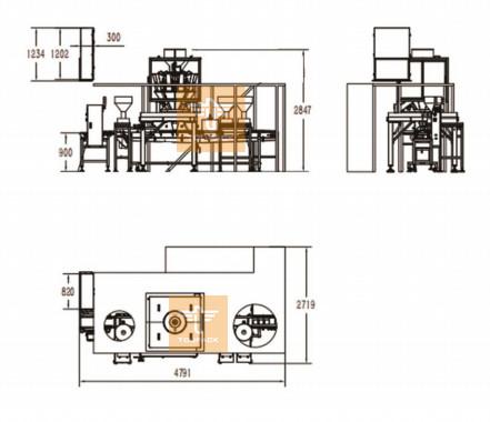 Square butter pepper filling system in operation