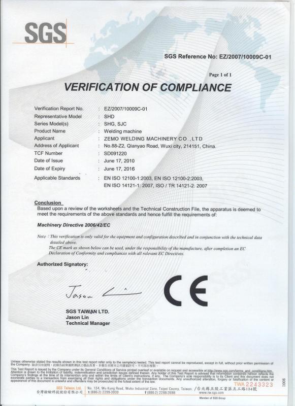 CE - ZEMO WELDING MACHINERY CO.,LTD