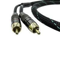 Quality Male To Male 2 RCA Cable With Nylon Braided Expandable Sleeving 9.5mm Outer Diameter for sale