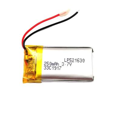 Κίνα IEC62133 KC Εγκριθείσα πολυμερή επαναφορτιζόμενη μπαταρία λιθίου 521630 250mah 3.7v προς πώληση