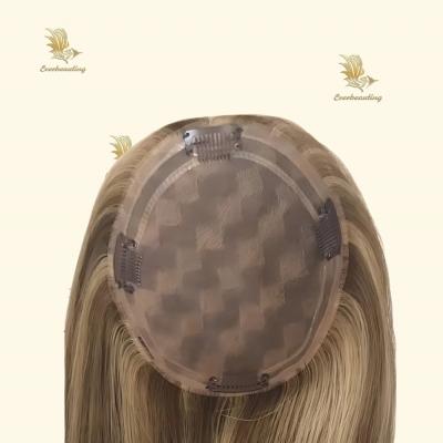 Chine Cheveux humains cuticule vierge alignée en soie mono base Mongolian Hair Topper pour les femmes à vendre