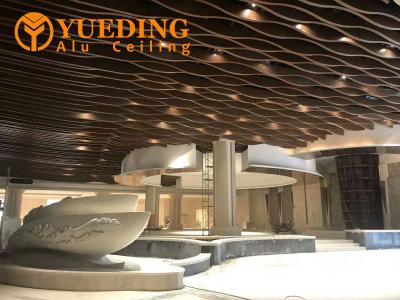 China Metal Linear Wood Grain Baffle Ceiling System Aluminum Profile Square Tube Ceiling for sale