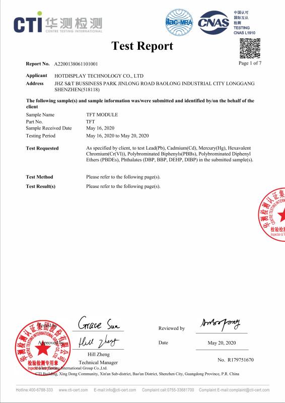 ENTRE TESTING INTERNATIONAL - Hotdisplay Technology Co.Ltd