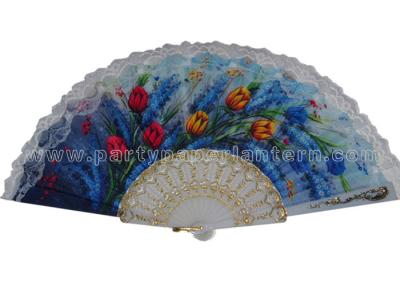 Cina Fan tenuti in mano del pizzo stampati progettazione del fiore, ventagli promozionali del pizzo in vendita