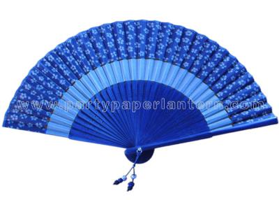 Chine ventilateurs tenues dans la main japonaises colorées par bleu spécial imprimant la poignée de soie et de bambou à vendre