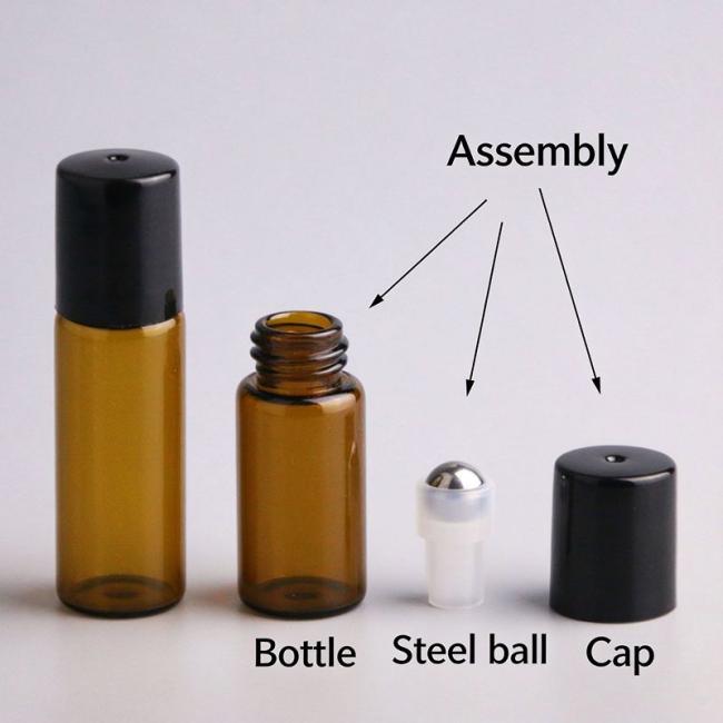 Glass roll on bottle assembly structure, bottle, roller ball and cap