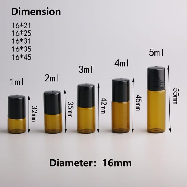1ml 2ml 3ml 4ml 5ml glass roll on bottle dimension drawing