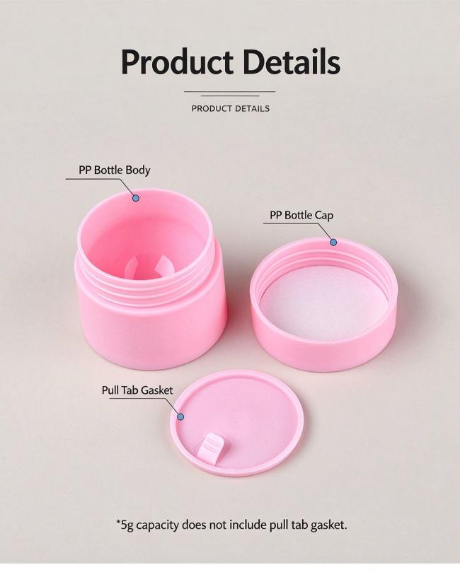Internal structure of PP cream jar, PP body, cap and pull tab liner