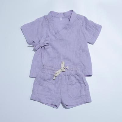 Cina Insieme 100% di Gauze Cotton Knotted Gown Short della mussola del neonato del cotone in vendita