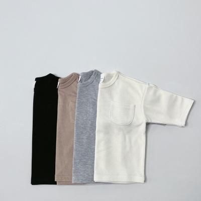 Cina 190gsm scherza il cotone adatto regolare 100% di stile della tasca di colori lunghi di base del T 4 in vendita