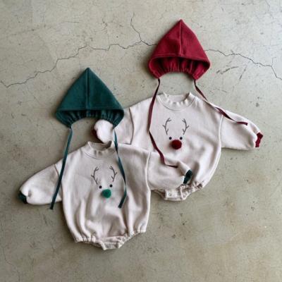 Cina Di pagliaccetto della maglietta felpata della renna del bambino neonato dei pagliaccetti e di insieme foderati di vello del cofano in vendita