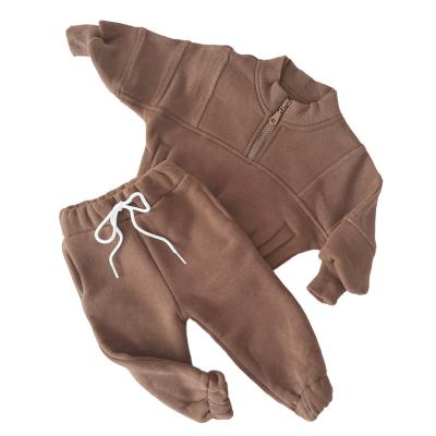 Cina Camicia sudata su misura 280gsm del mezzo pullover della chiusura lampo con l'insieme del pareggiatore dei bambini di Sweatpants del cordone in vendita