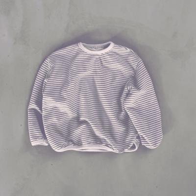 Cina il bambino su ordinazione 100% del bambino del cotone delle magliette 190gsm Bella Crew Neck Long Sleeve ha barrato superiore in vendita