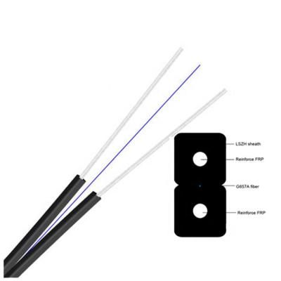 China 1 Core Indoor FTTH Fiber Optic Flat Drop Cable Single Mode G657A1 Bare Fiber GJXFH for sale