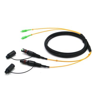 China Conector SC/APC del duplex H de la prenda impermeable de la asamblea de cable de la fibra de FTTX a la chaqueta de SC/APC PE en venta