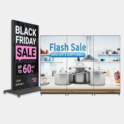China 75' Floor Standing LCD Digital Signage Poster Display LCD Splicing Screen for Shopping Mall Events Elevators IP65 Floor Stand for sale