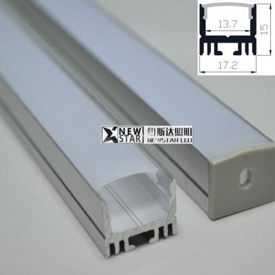 China La nueva superficie de aluminio llevada PWB del perfil de las tiras de la anchura de 13.7m m montó el accesorio de la forma de U usado para la luz de tira especial del tamaño en venta