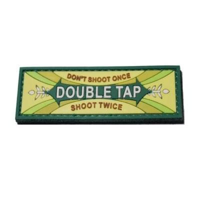 Cina Double Tap Morale Pvc Patch Custom Made Rubber Sew su 80mm di larghezza in vendita